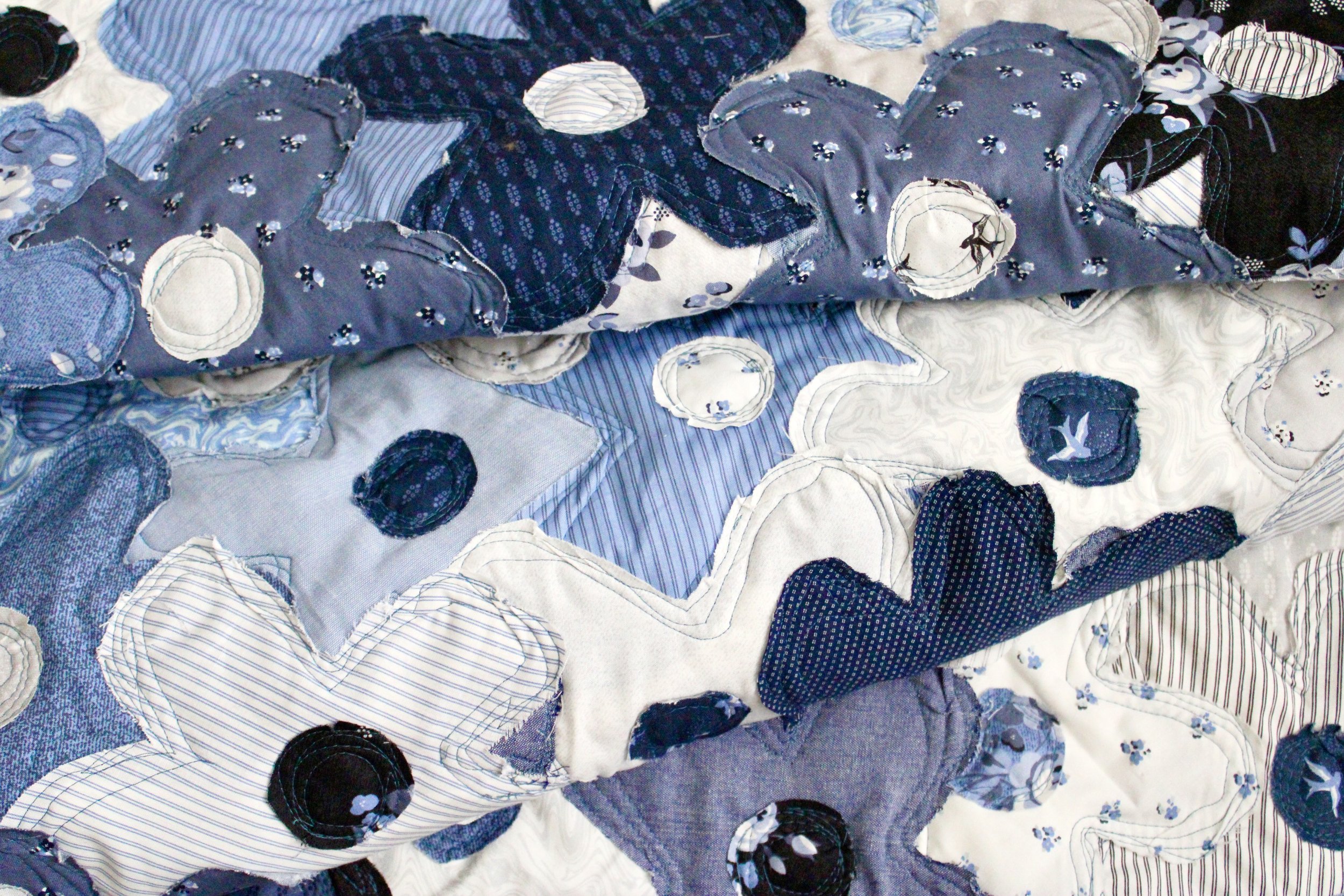 Raw Edge Appliqué Grandmother’s Groovy Garden Baby Quilt — Bayhill Studio