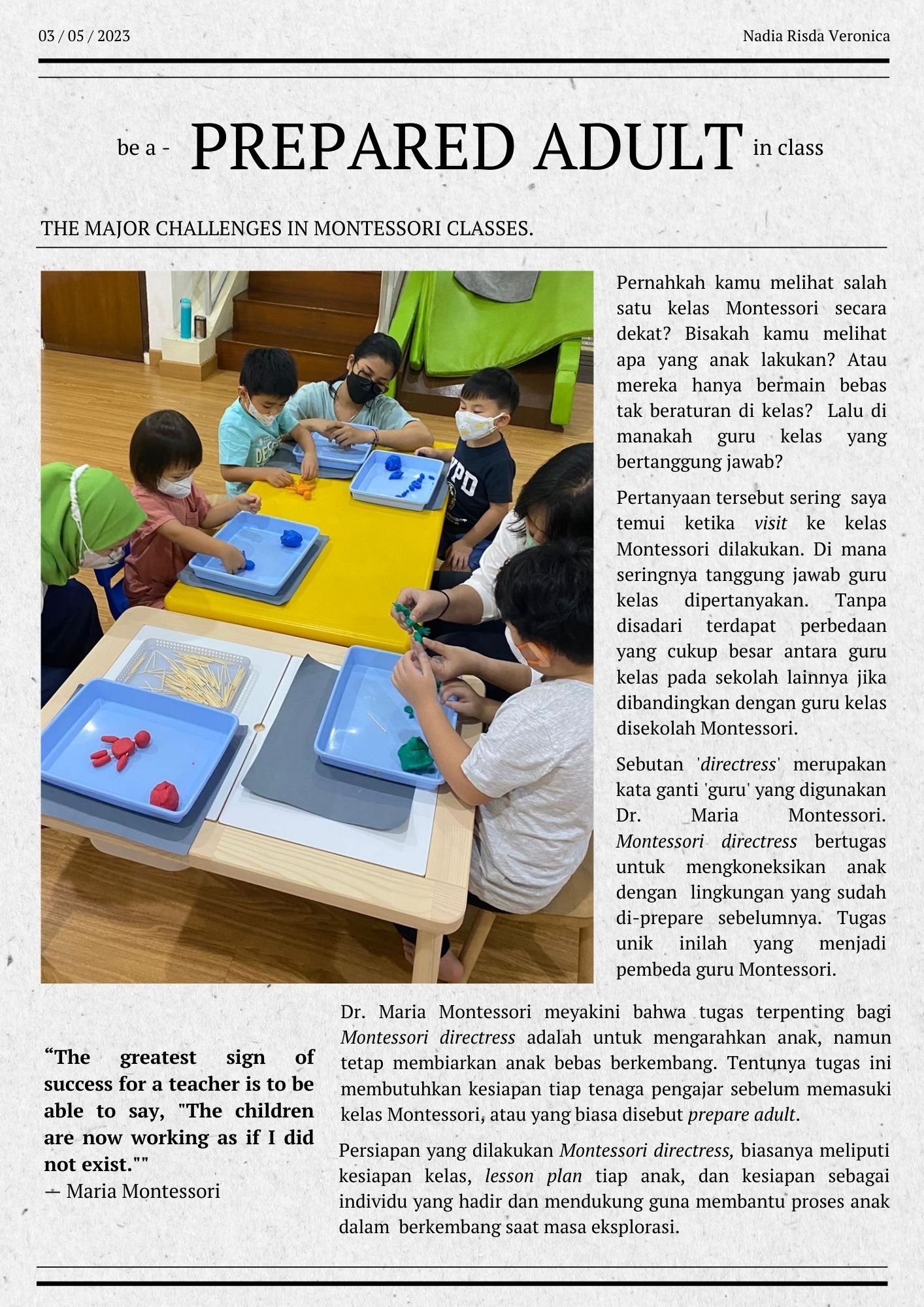 Be a Prepared Adult in Class — Playtics Montessori