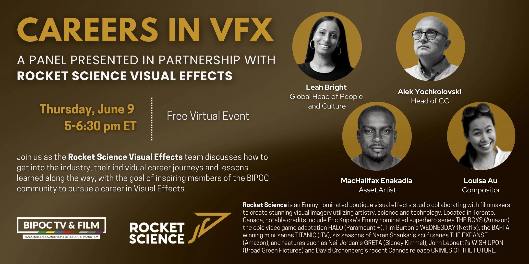 Careers in VFX: A panel with Rocket Science Visual Effects — BIPOC TV ...
