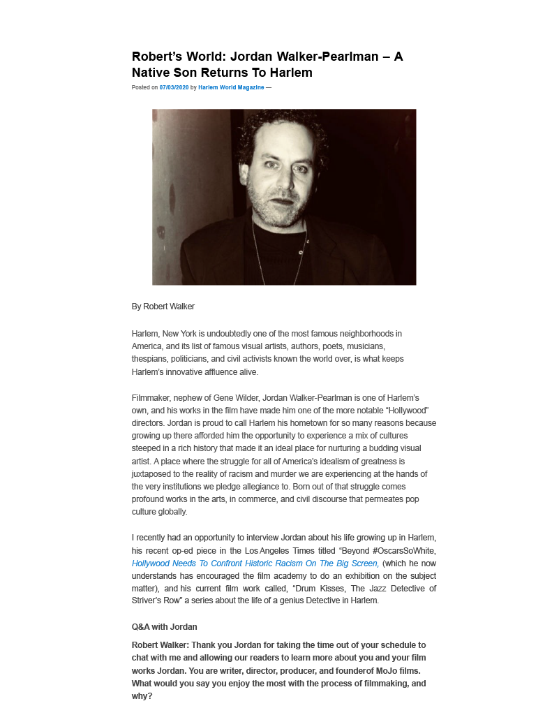 Robert’s World: Jordan Walker-Pearlman – A Native Son Returns To Harlem ...