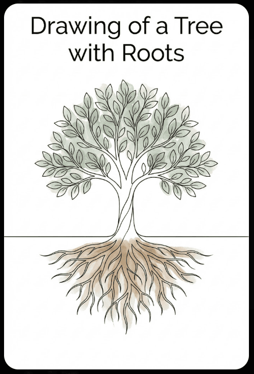 Easy Drawing of a Tree with Roots for Beginners | Step By Step