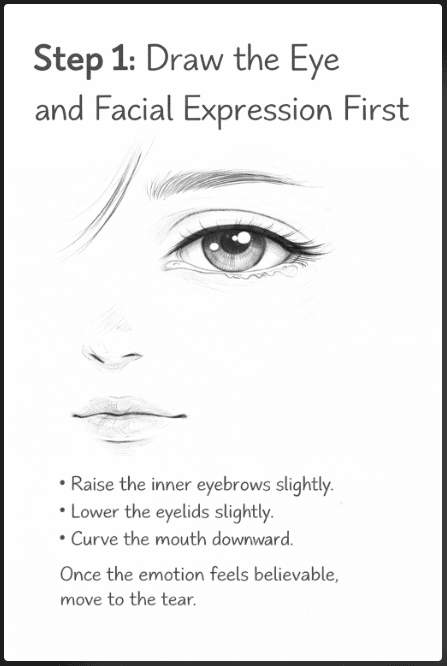 How to Draw Tears in The Eyes? Step By Step Tutorial