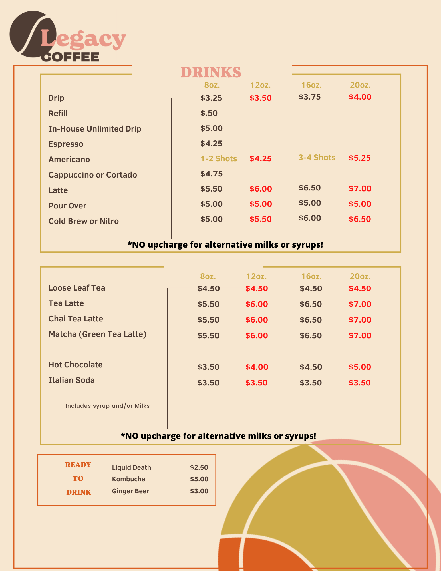 Menu — Legacy Coffee Company