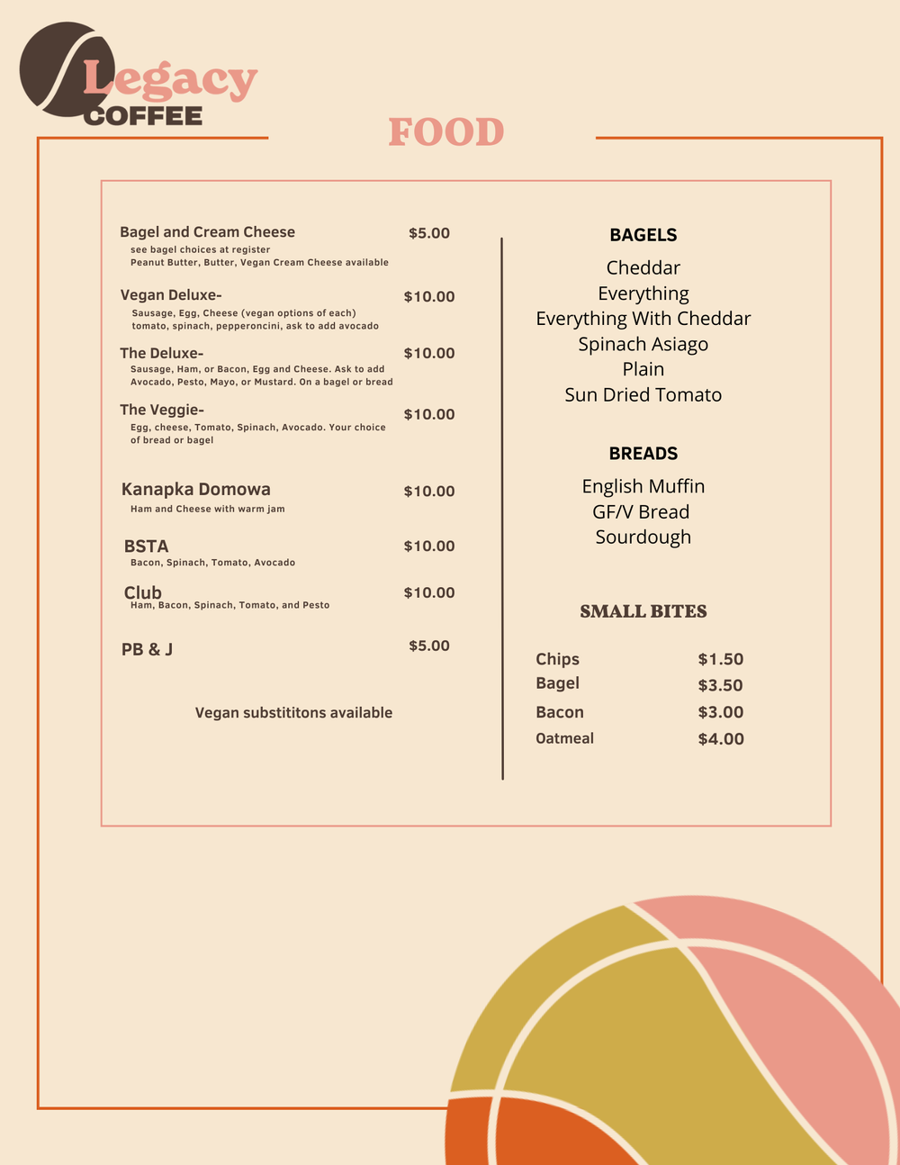 Menu — Legacy Coffee Company