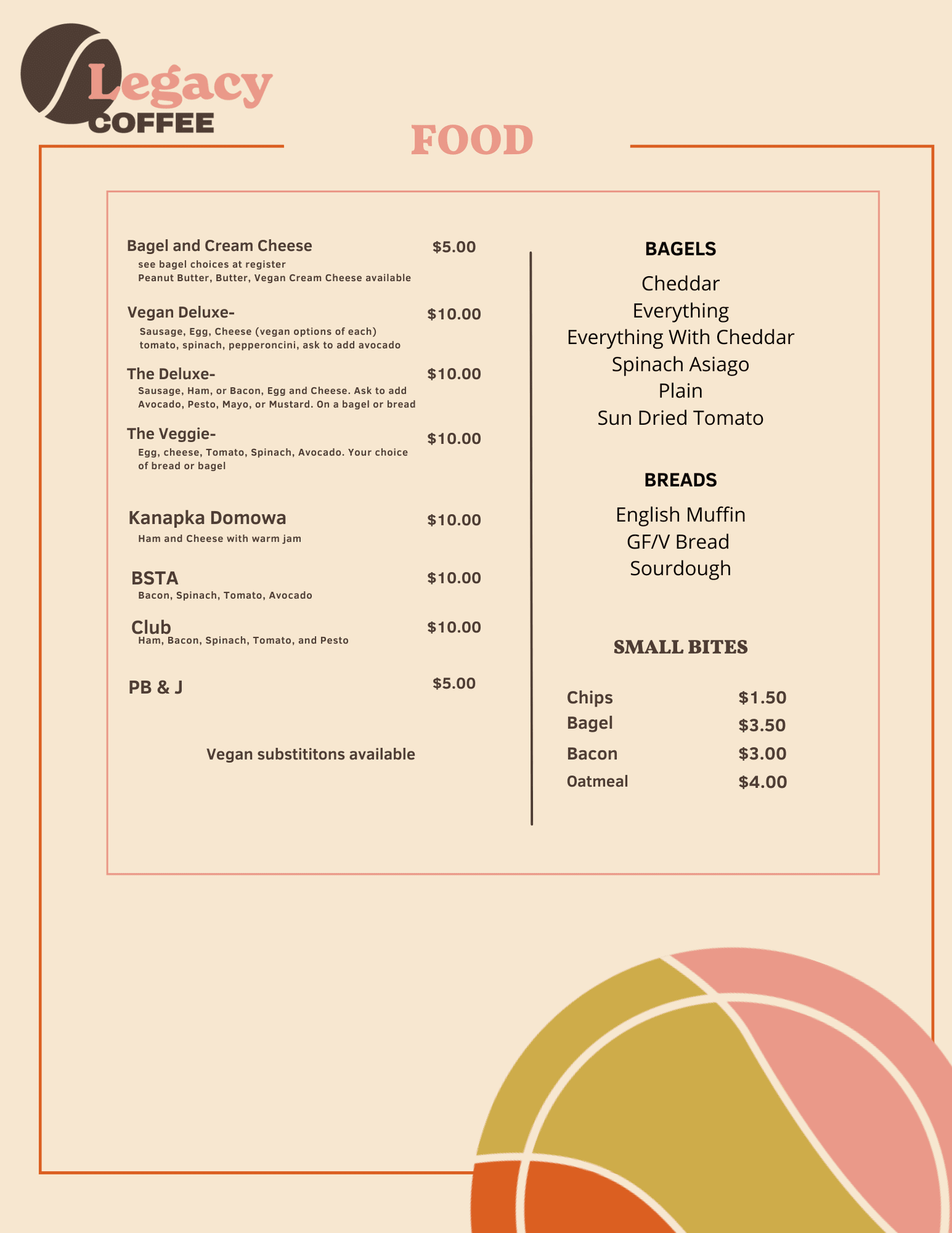 Menu — Legacy Coffee Company
