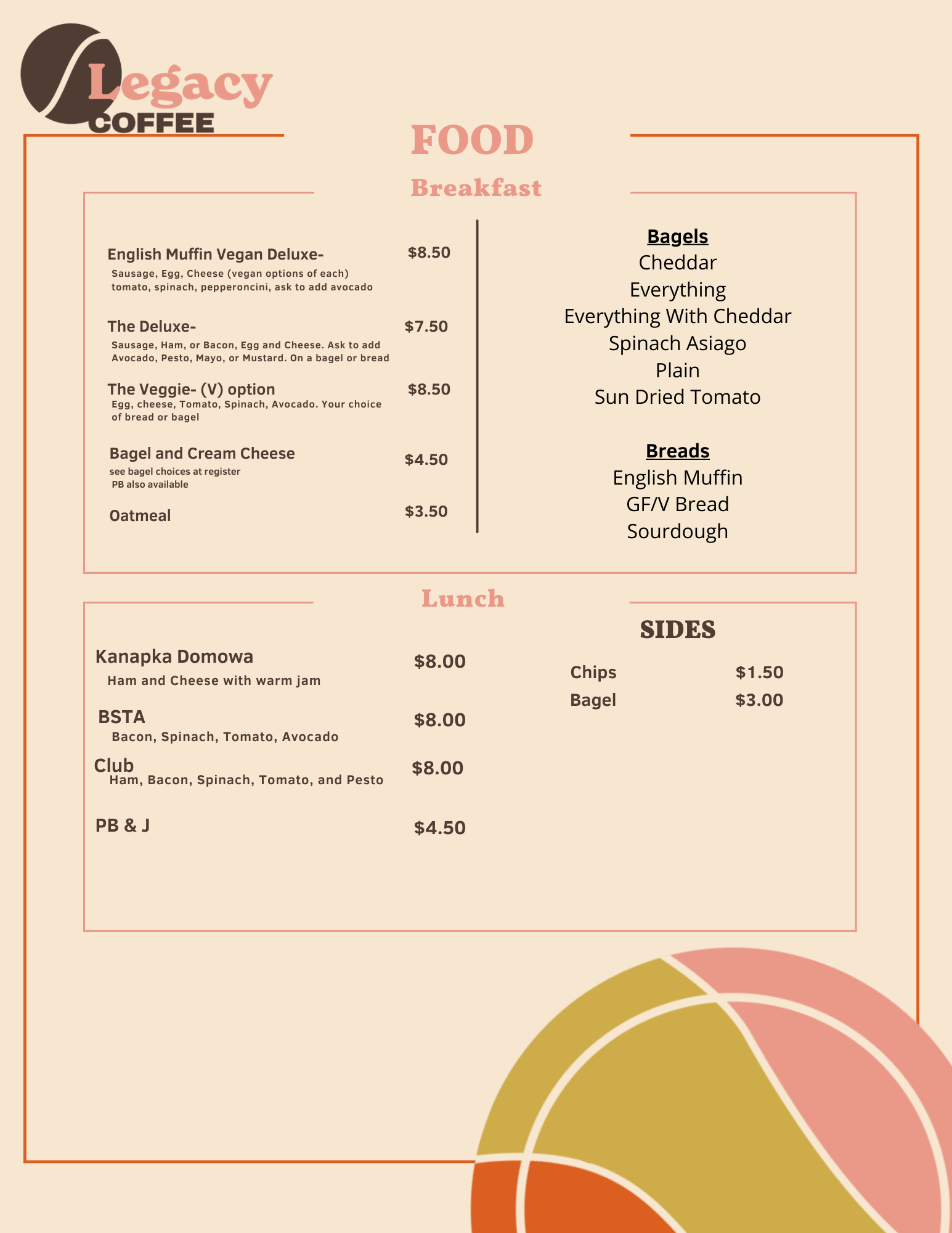 Menu — Legacy Coffee Company