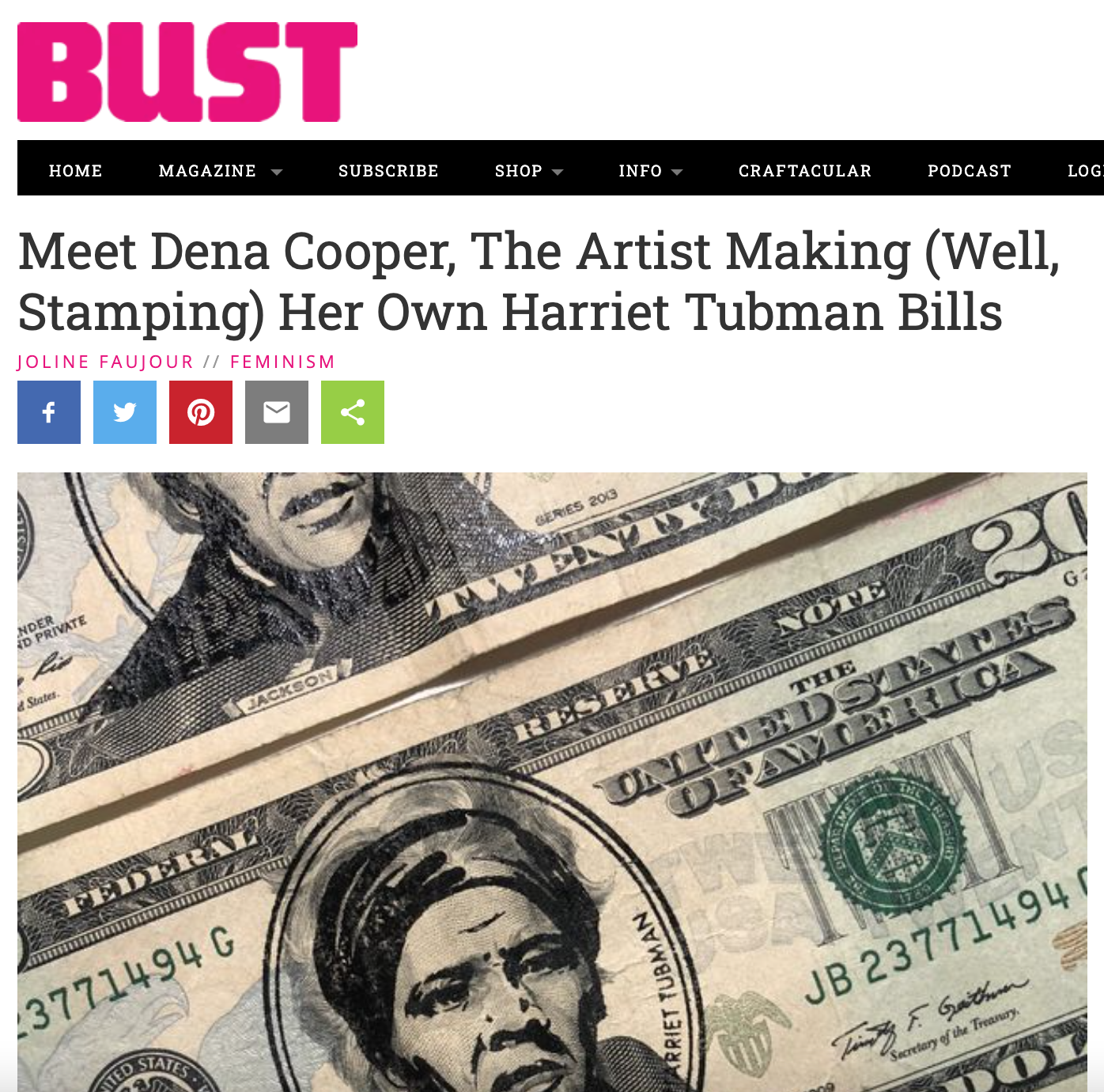 Harriet Tubman Stamp & Bust Magazine Interview — Dena Cooper | Artist ...