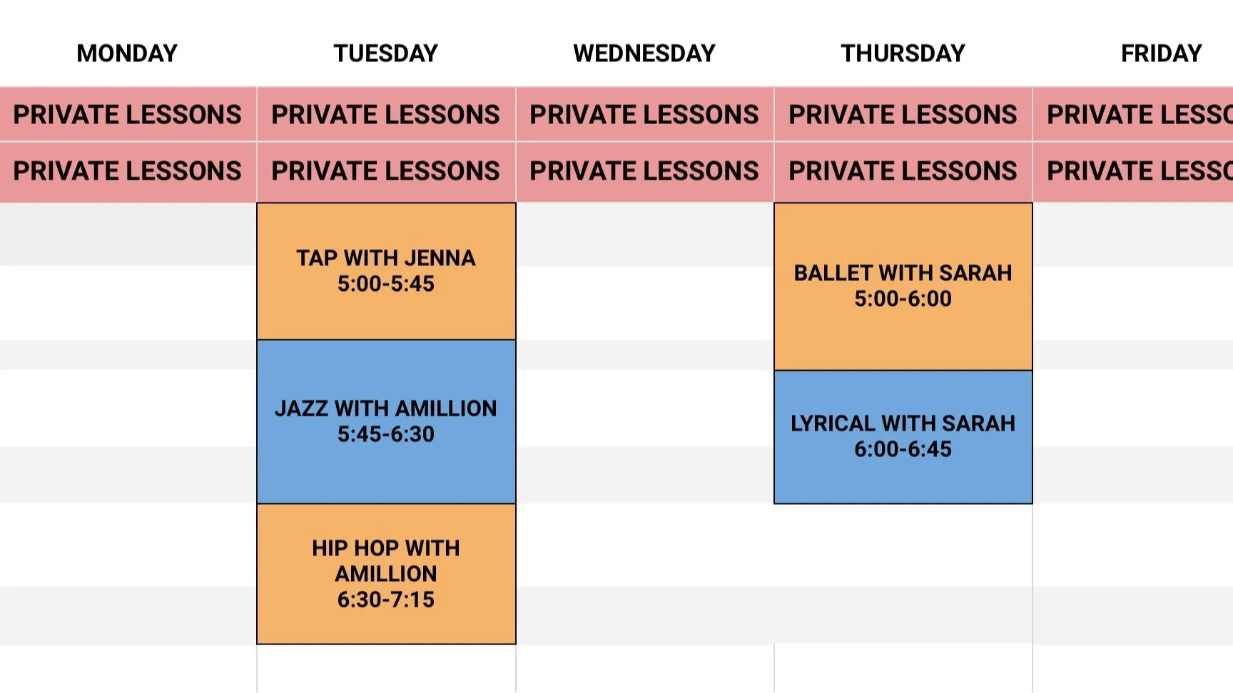 Schedule of Classes — Capital District Arts Initiative