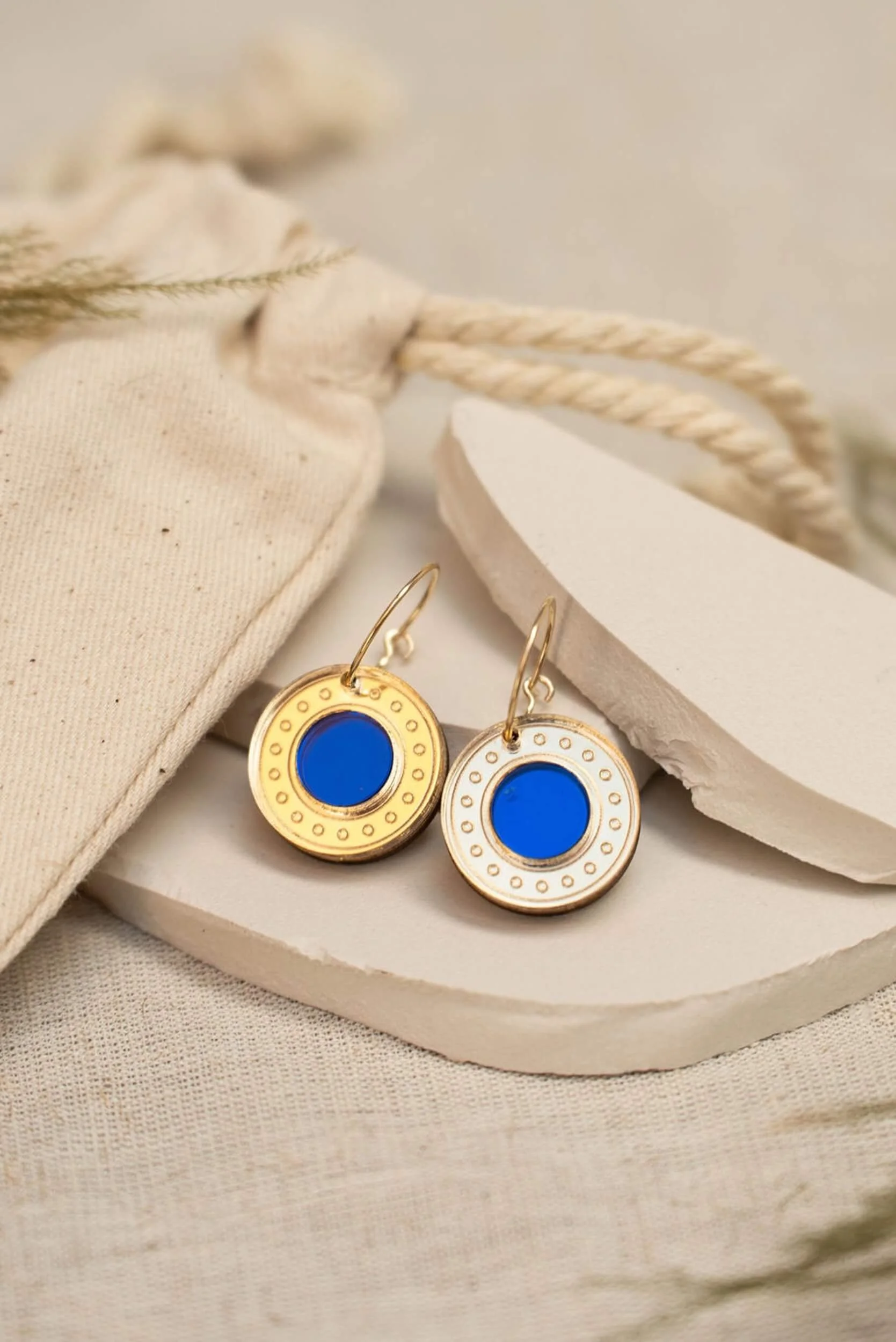 Laser-cut acrylic ancient Greek large circular disc hoop earrings ...
