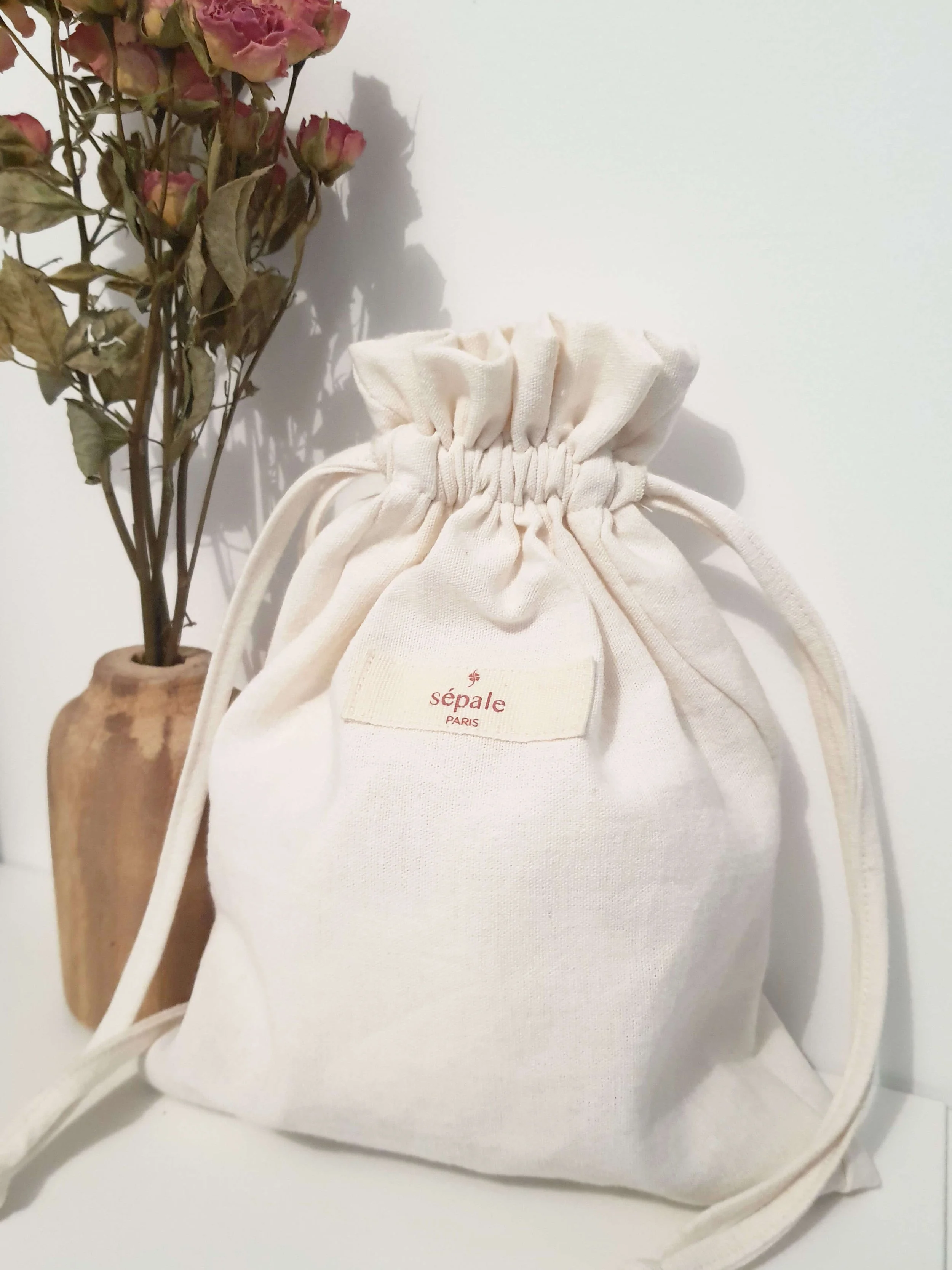 Petit pochon français upcyclé / Pochon blanc cassé écru dans un mix ...