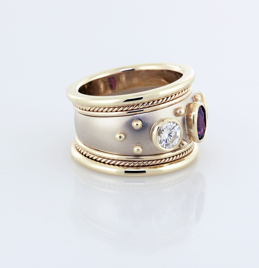 Cigar Band White Yellow Gold Oval Ruby and Diamonds — Designers of ...