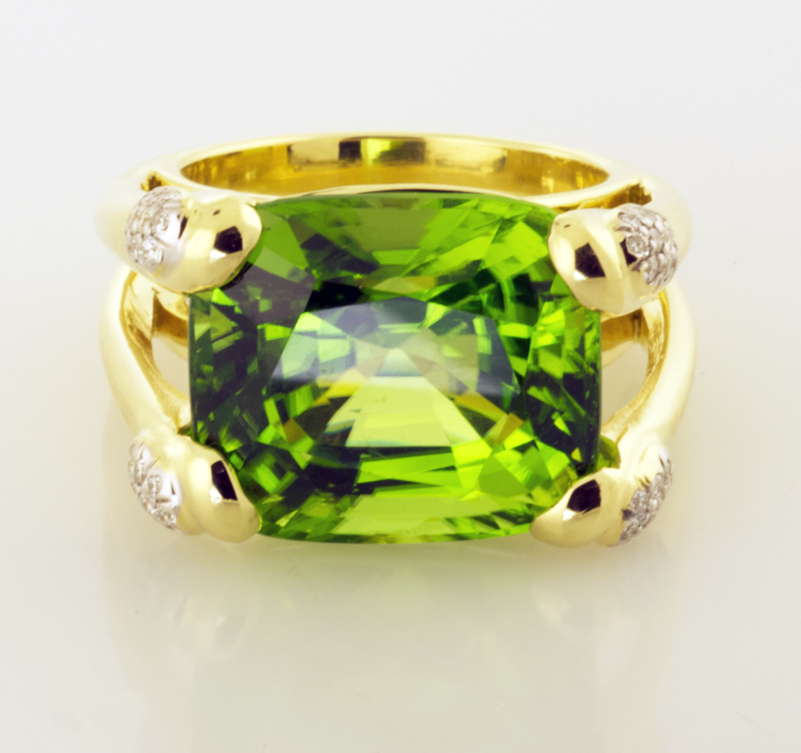Contemporary Large Peridot Ring — Designers of Bespoke Jewelry