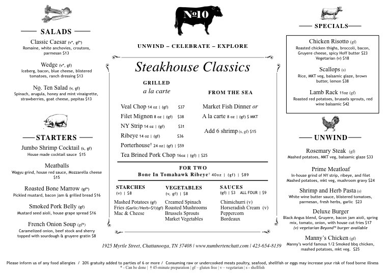 Dinner — Number Ten Chattanooga