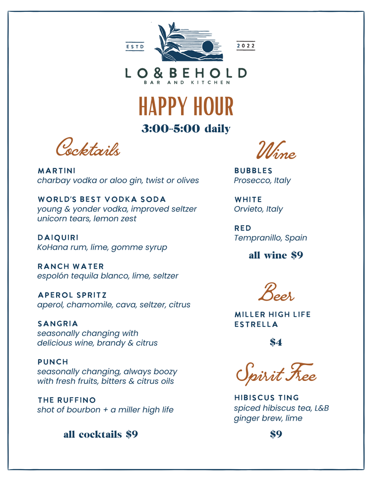 The Menu — LO & BEHOLD