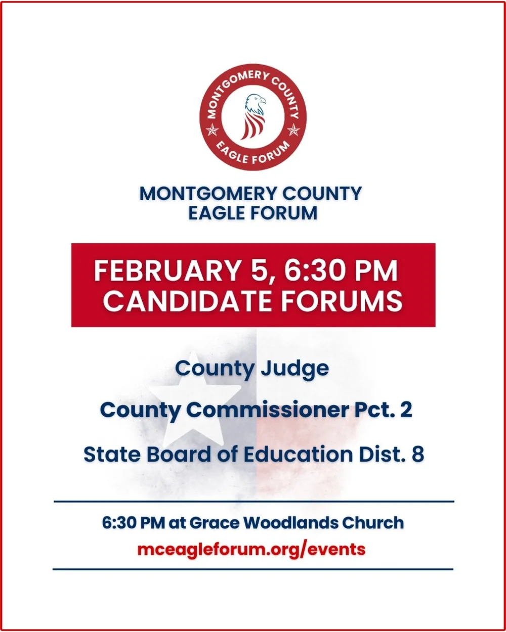 MCEF: 2026 Primary Candidate Forums — Montgomery County Eagle Forum