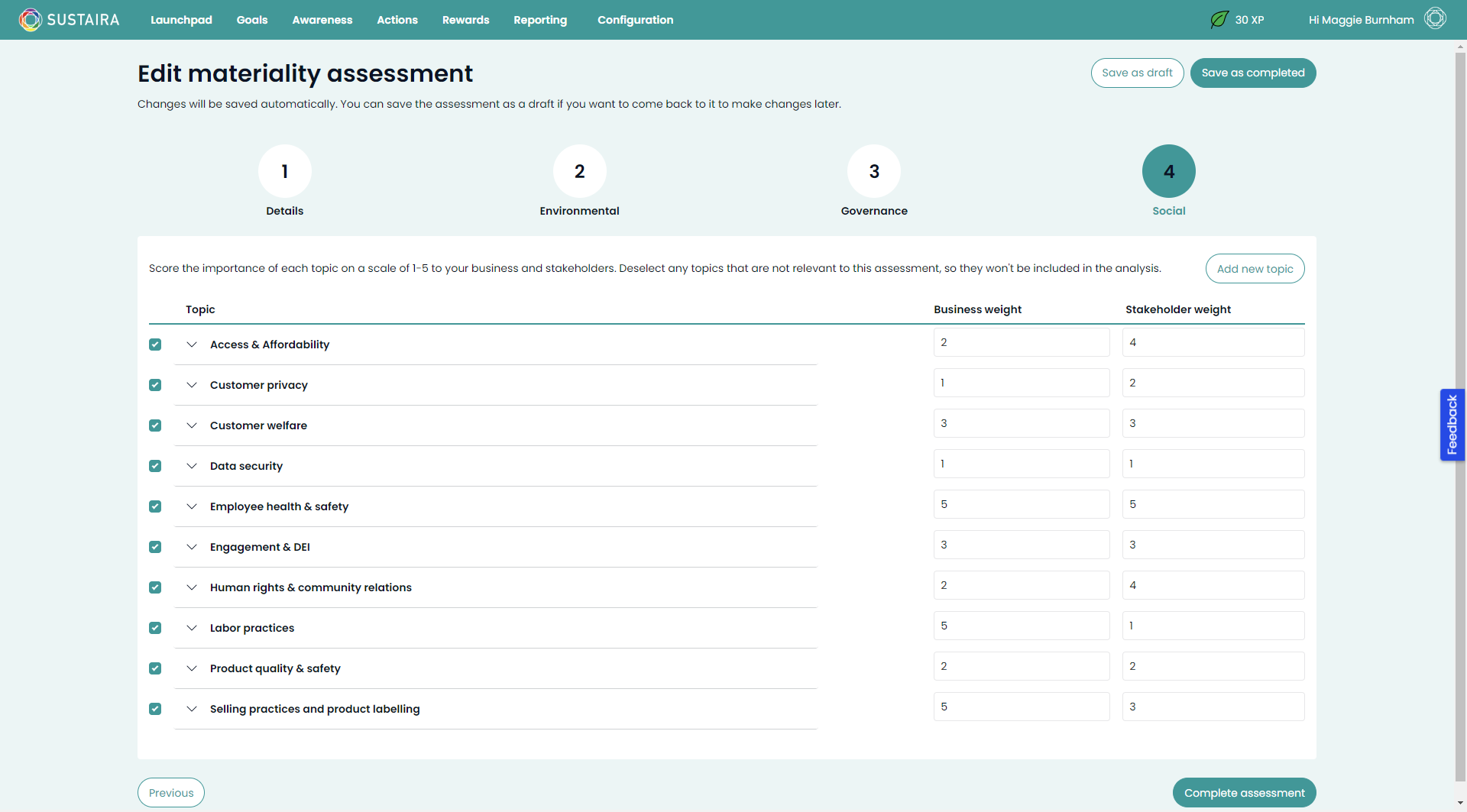 Materiality Assessment — Sustaira