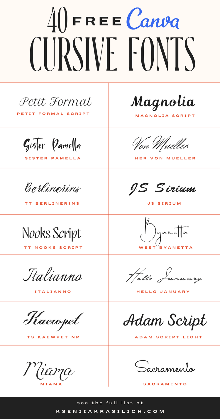 Free Canva Cursive Script Fonts for Designing Winning Projects