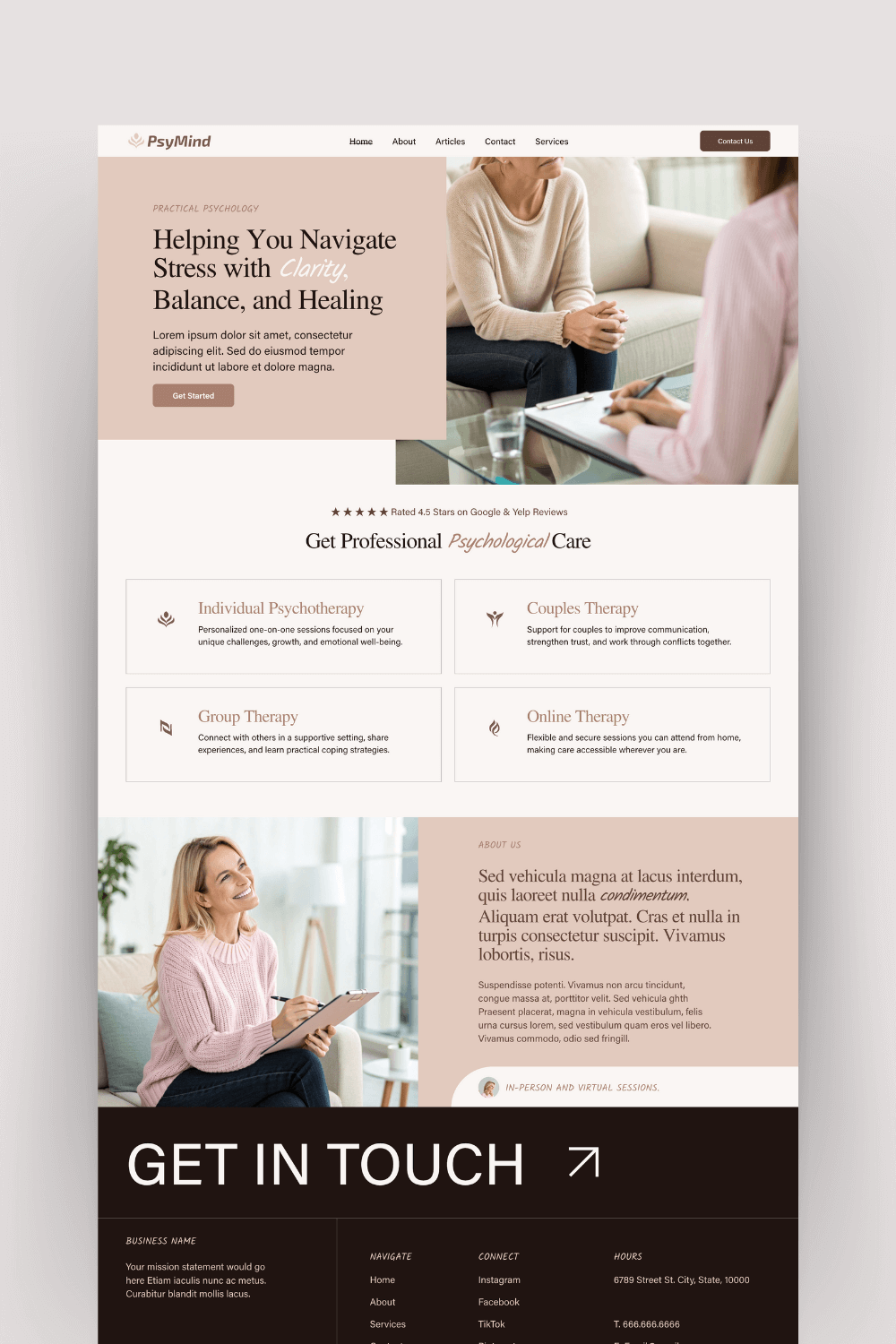 Psychologist & Therapist Squarespace 7.1 Website Template.