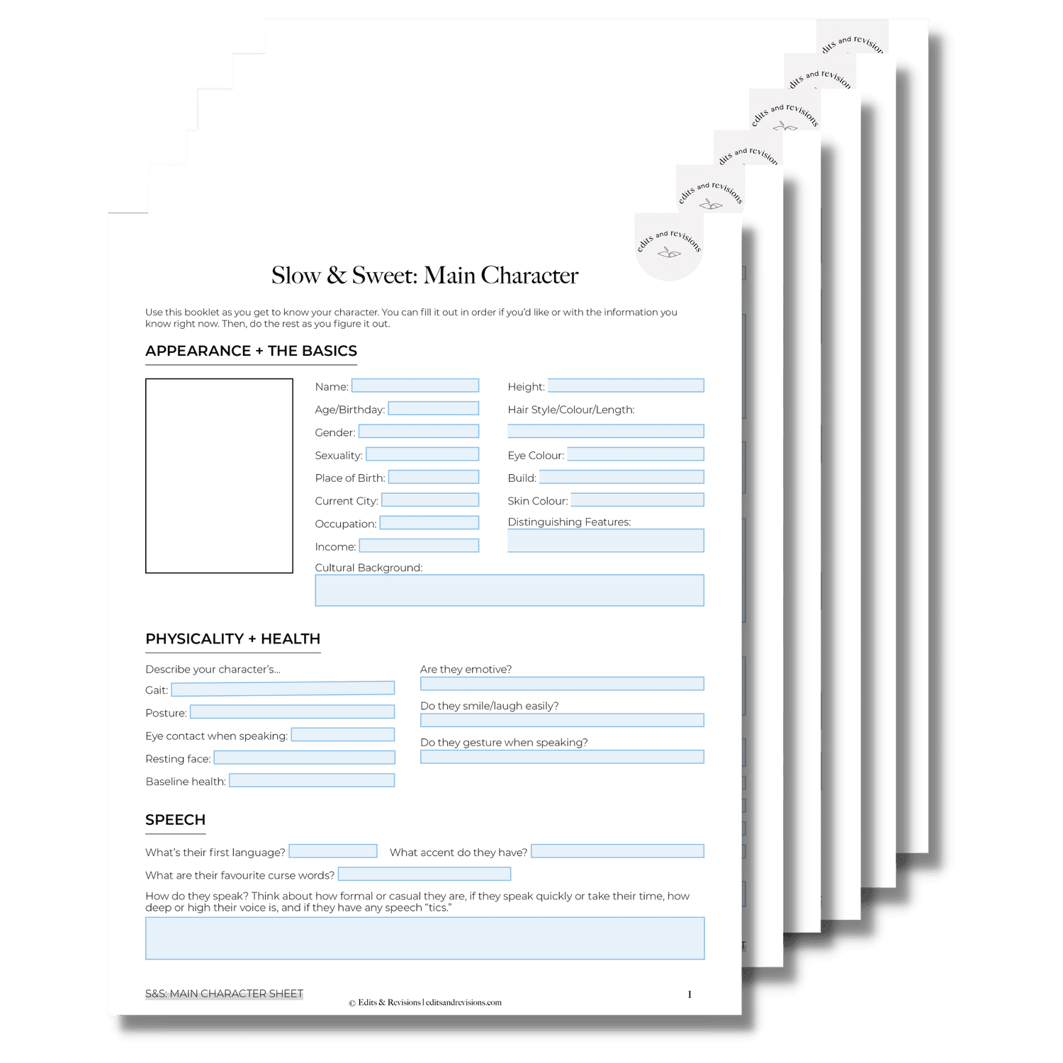 Character Sheets — Edits & Revisions - Romance Editing by Sarah Reside