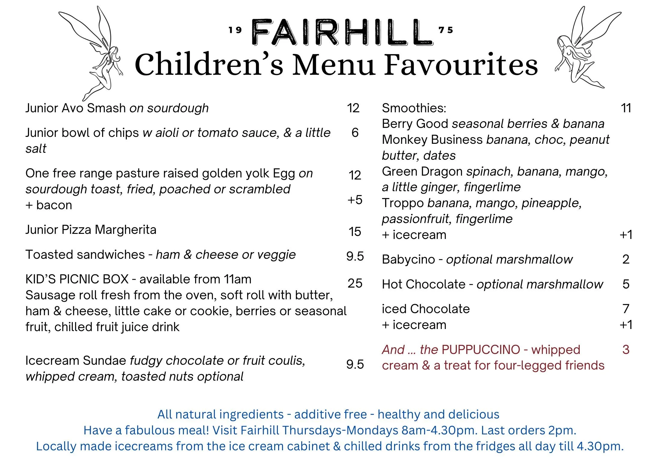 Menu — Fairhill Native Botanic Gardens and Nursery
