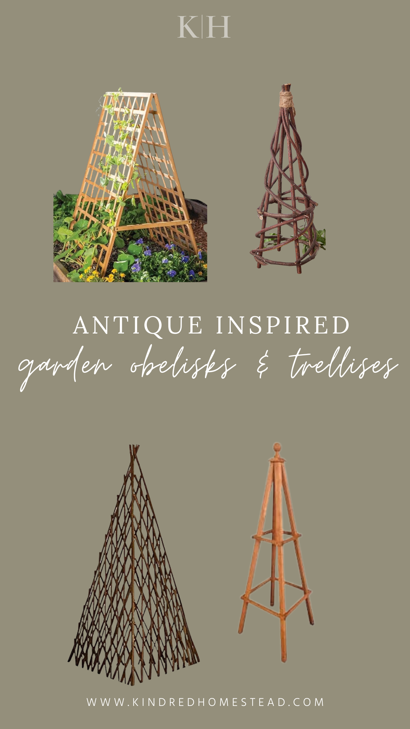 Antique Inspired: garden Obelisks & Trellises — KINDRED HOMESTEAD