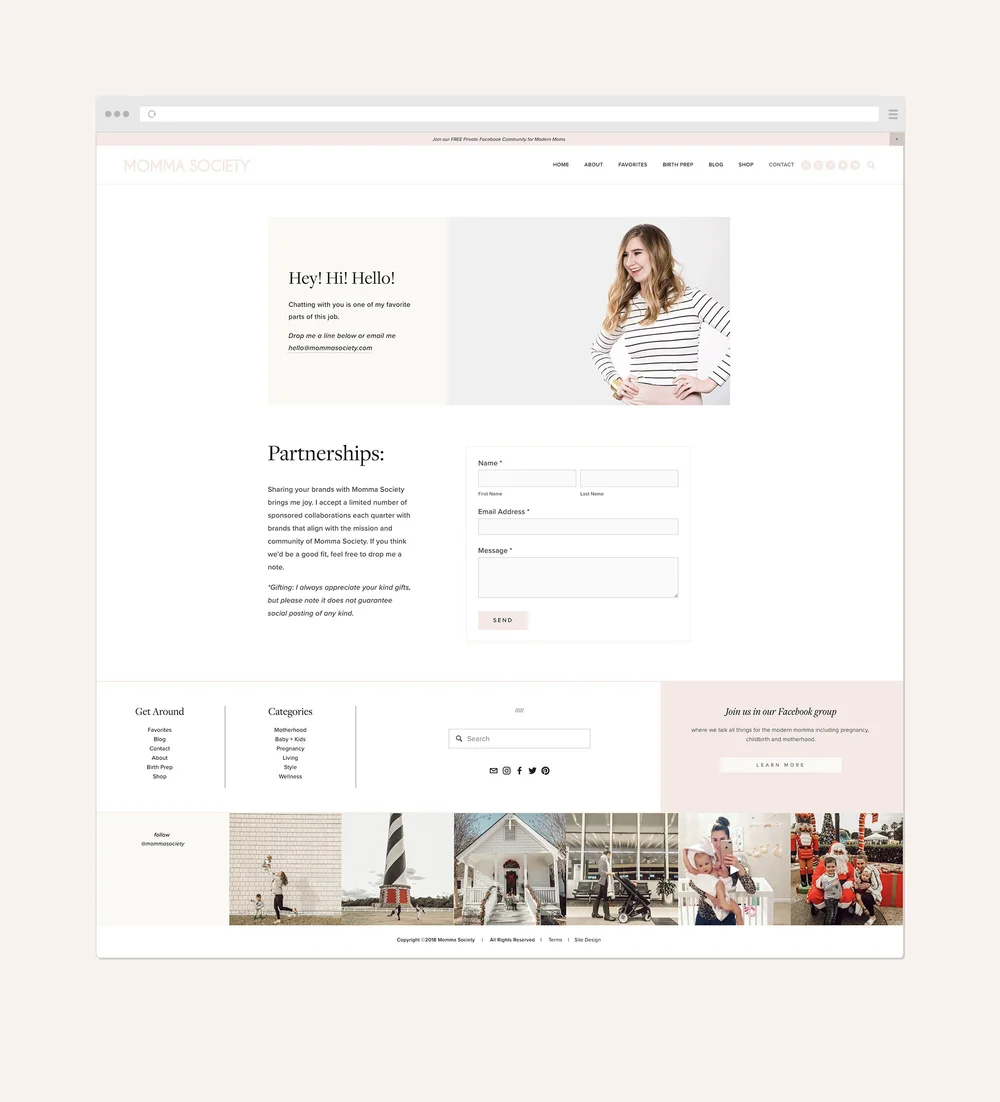 Momma Society Squarespace website design