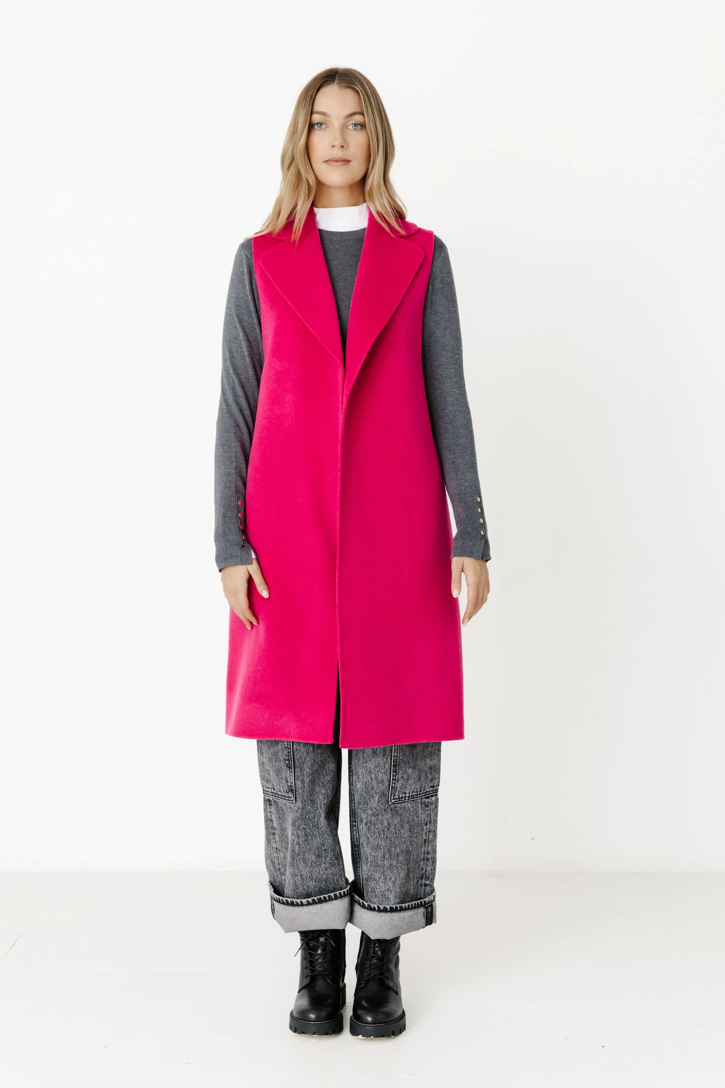Kate Reversible Collarless Coat - Heather Lynn | Hand-Stitched Cashmere ...
