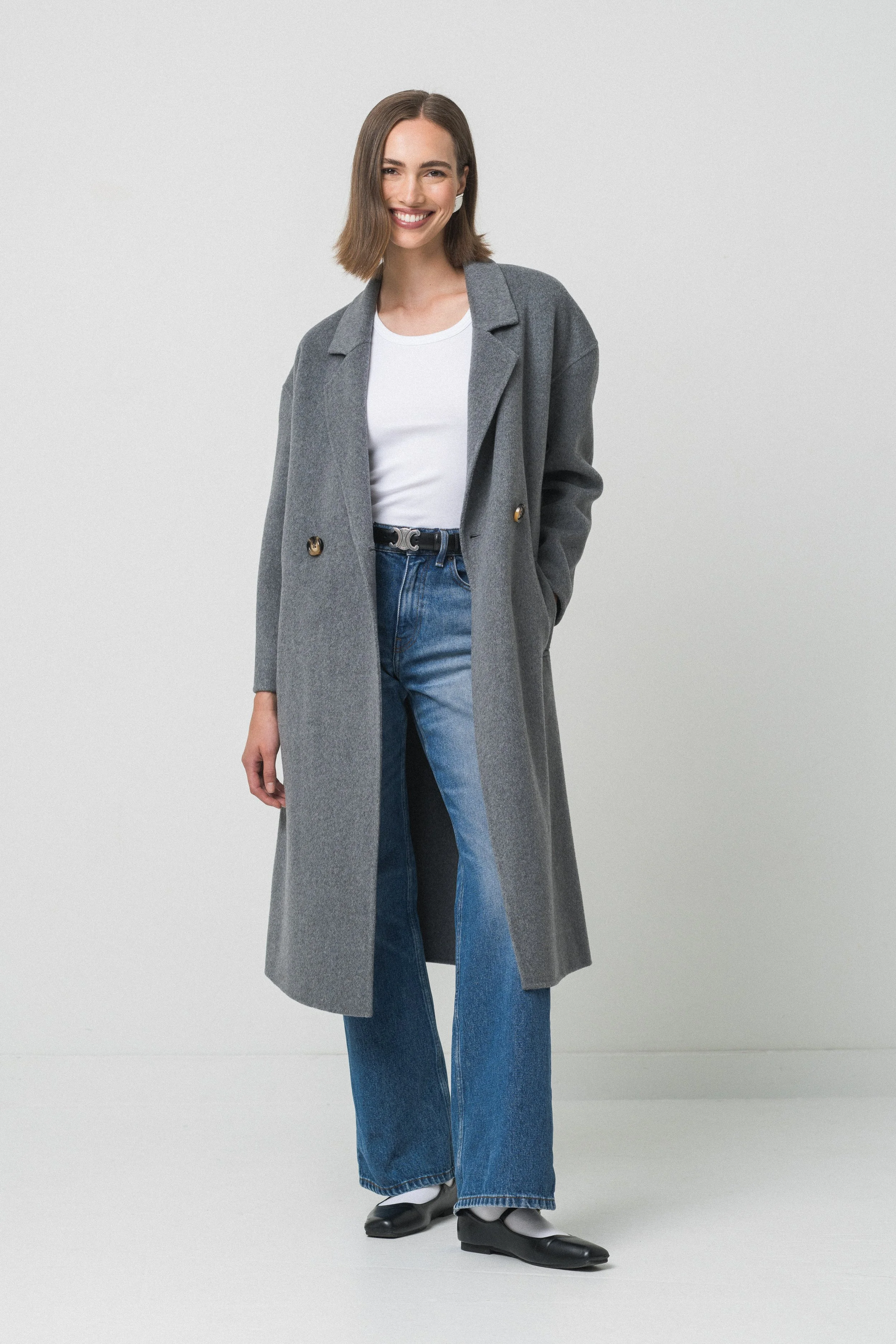 Kate Reversible Collarless Coat - Heather Lynn | Hand-Stitched Cashmere ...