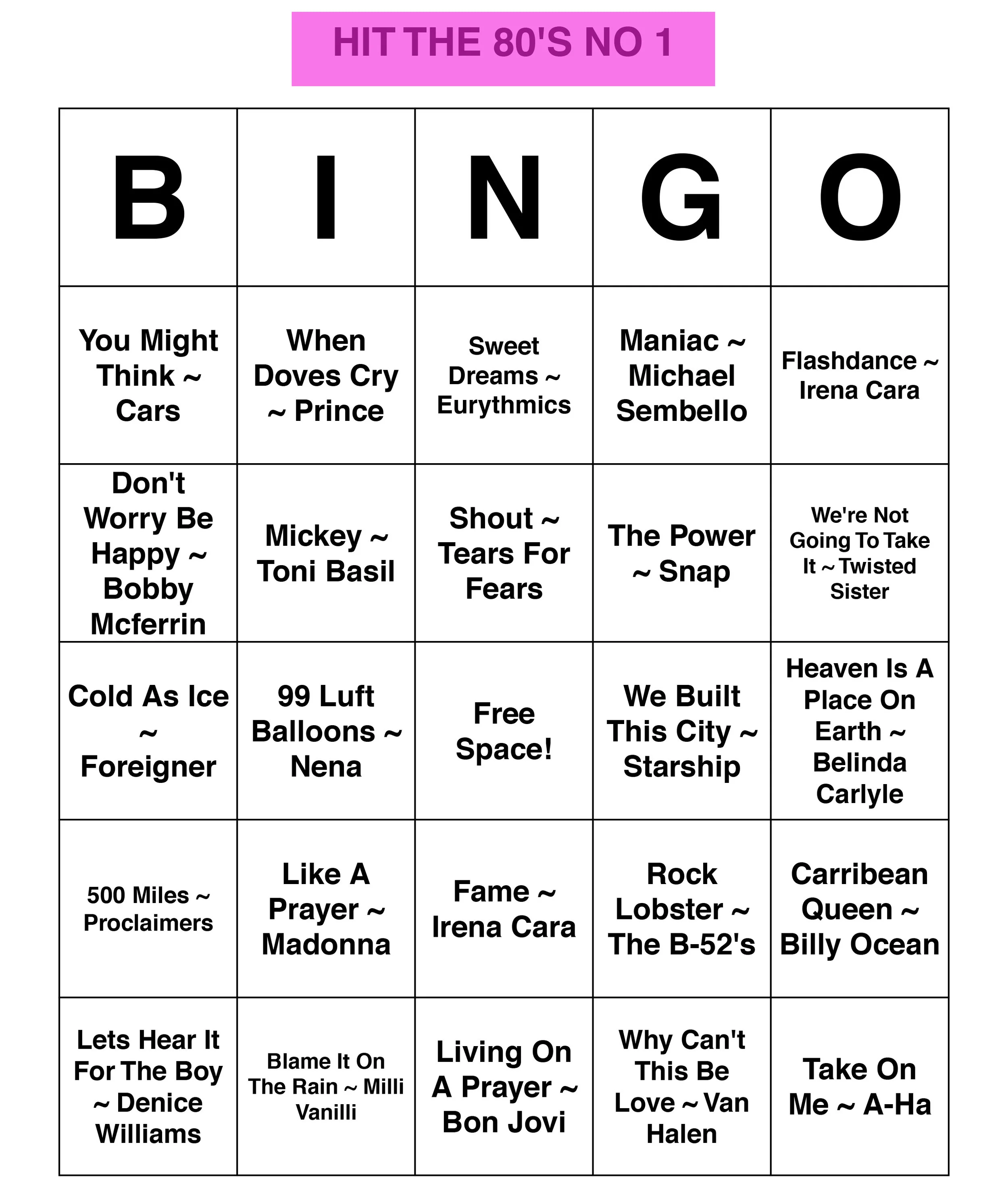 Hit That Hit Musical Bingo UK - Musical Bingo