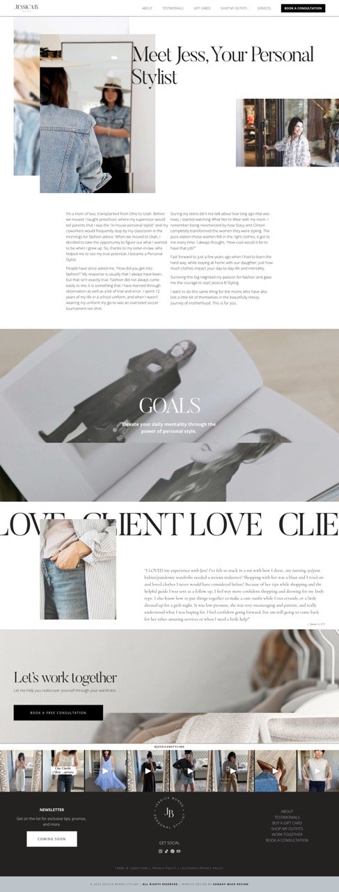 Modern and Editorial Personal Stylist Website Design — Sunday Muse ...