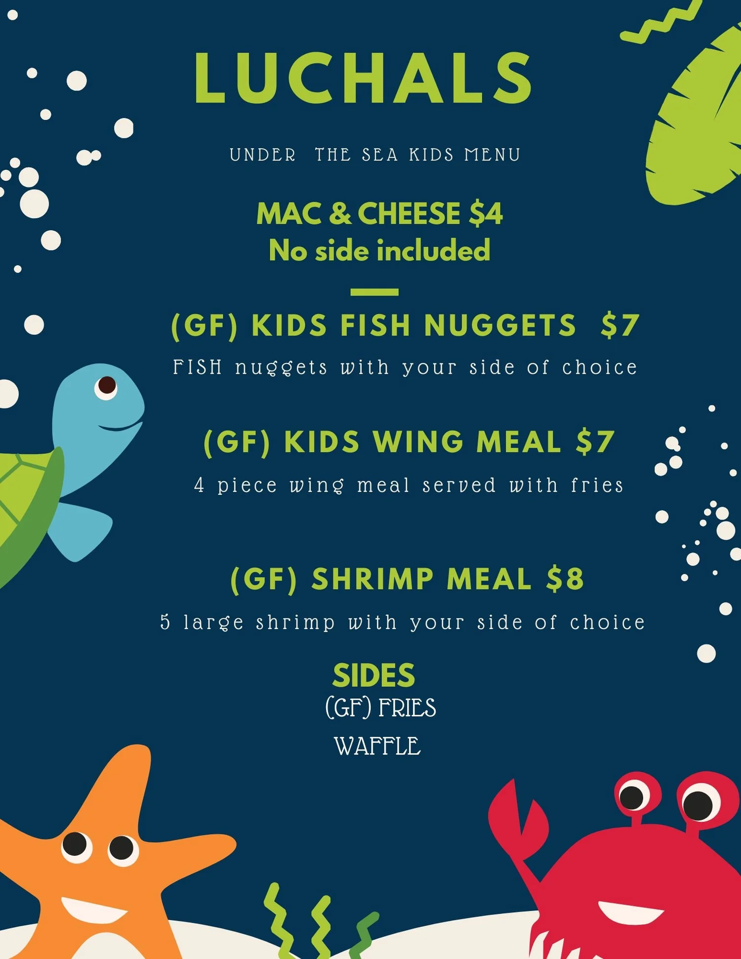 Luchals Menu — Luchals