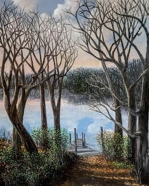Original Paintings by Daniel Natale-Two Houses Reflected...original oil ...