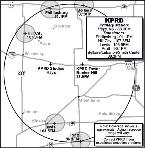 Coverage Map — KPRD - Praise Radio for Midwest Kansas