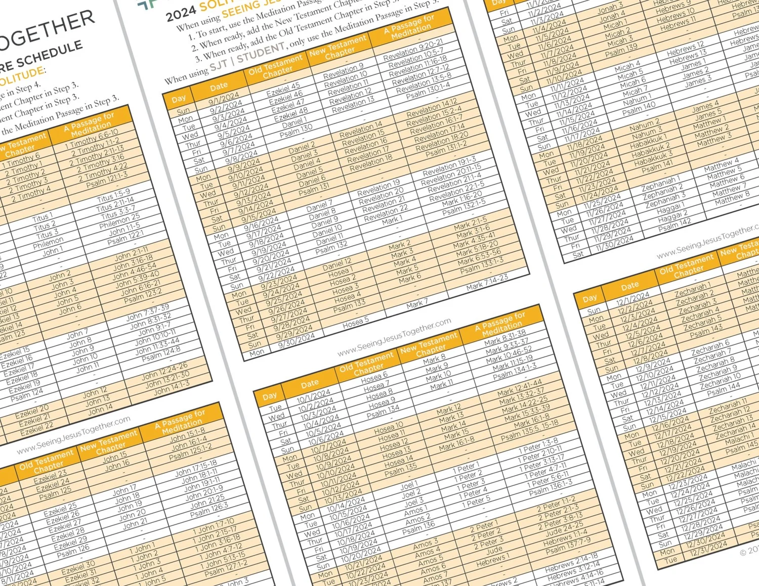 SOLITUDE SCHEDULE (ADVANCED) — Seeing Jesus Together