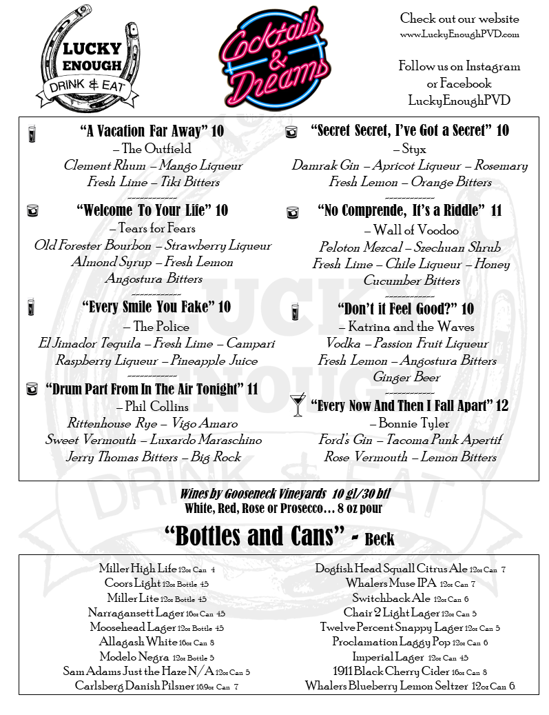 Menu — Lucky Enough