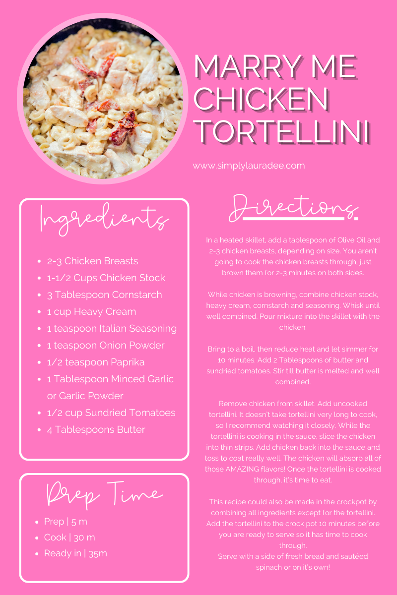 MARRY ME CHICKEN TORTELLINI — Simply Laura Dee