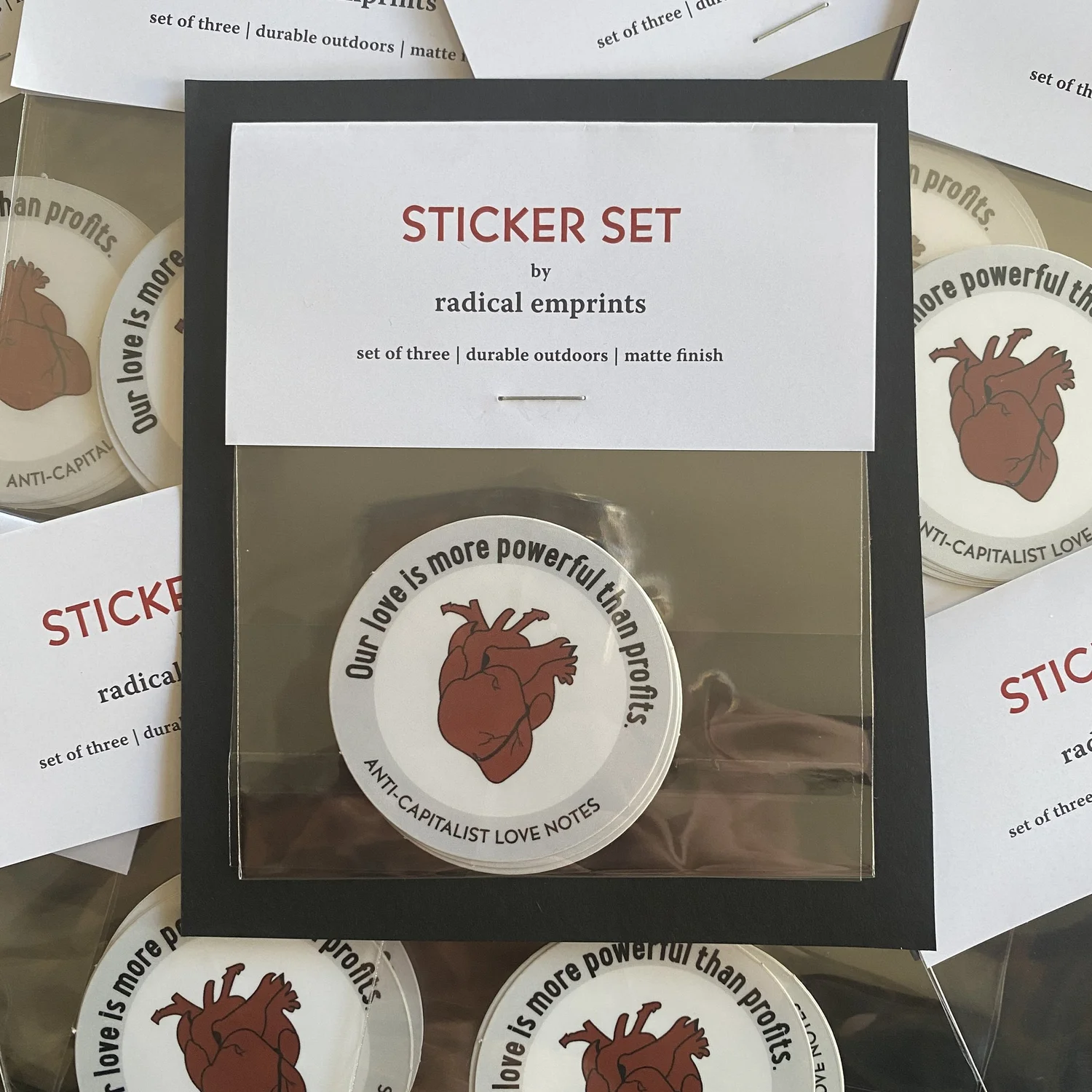 stickers - care is our currency (set of 3) — radical emprints