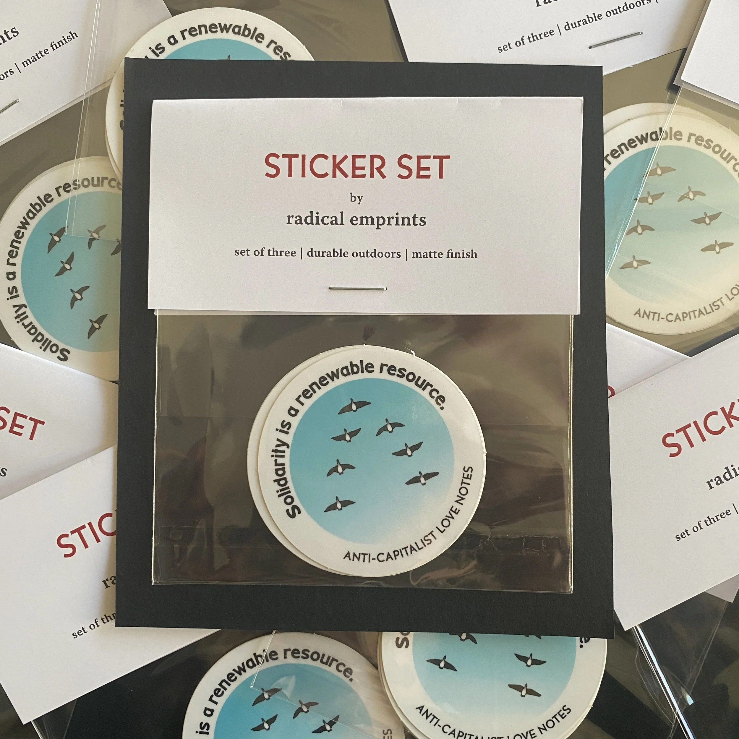 stickers - care is our currency (set of 3) — radical emprints