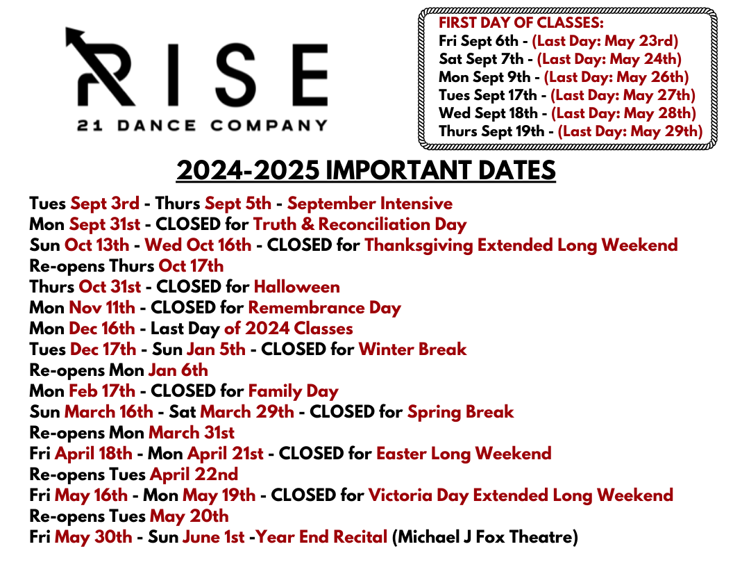 Calendar — Rise 21 Dance Company