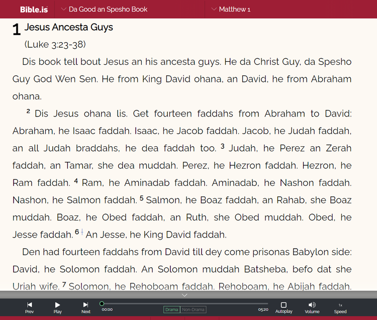 Hawaii Pidgin Bible Online — Hawaii Pidgin Bible Ministries