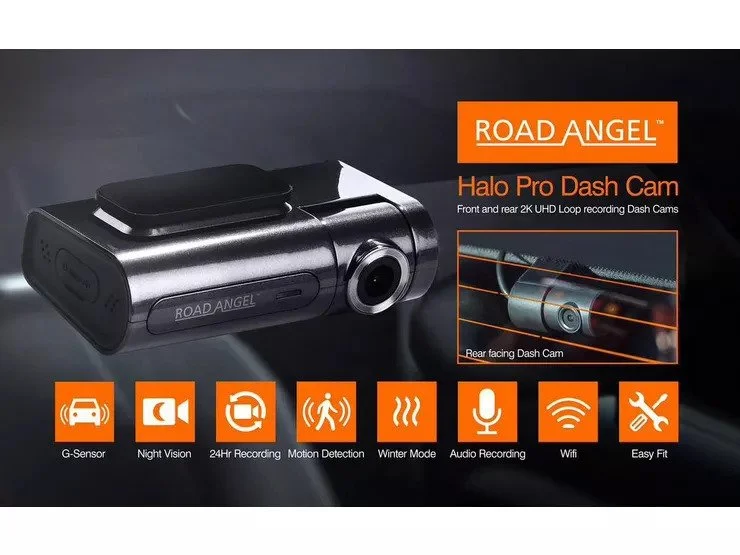 Road Angel Halo Pro Universal Front and Rear Dash Camera Kit with Dual ...