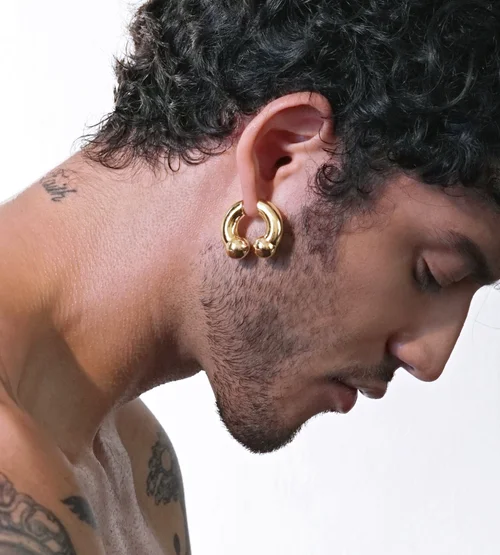 Prince Albert Earring Platinum — KISKA LAB