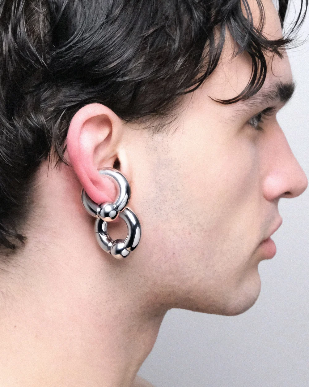 Prince Albert Earring Platinum — KISKA LAB