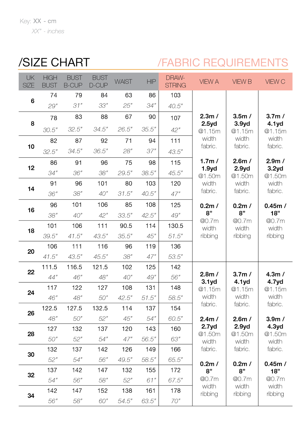 Rydal Jumpsuit Size Chart and Fabric Requirements — IzzoSew Studio