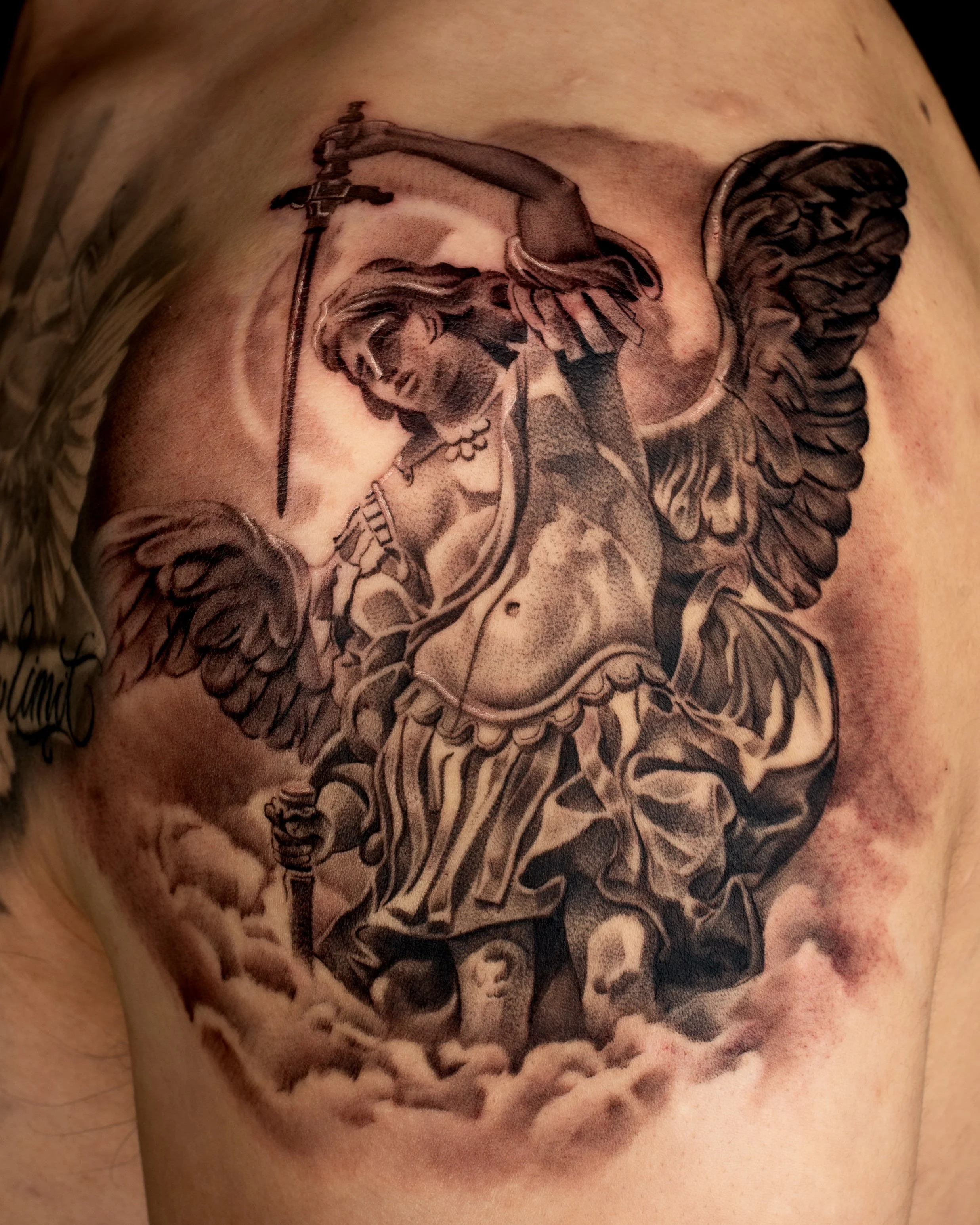 Archangel Michael Chest Tattoo