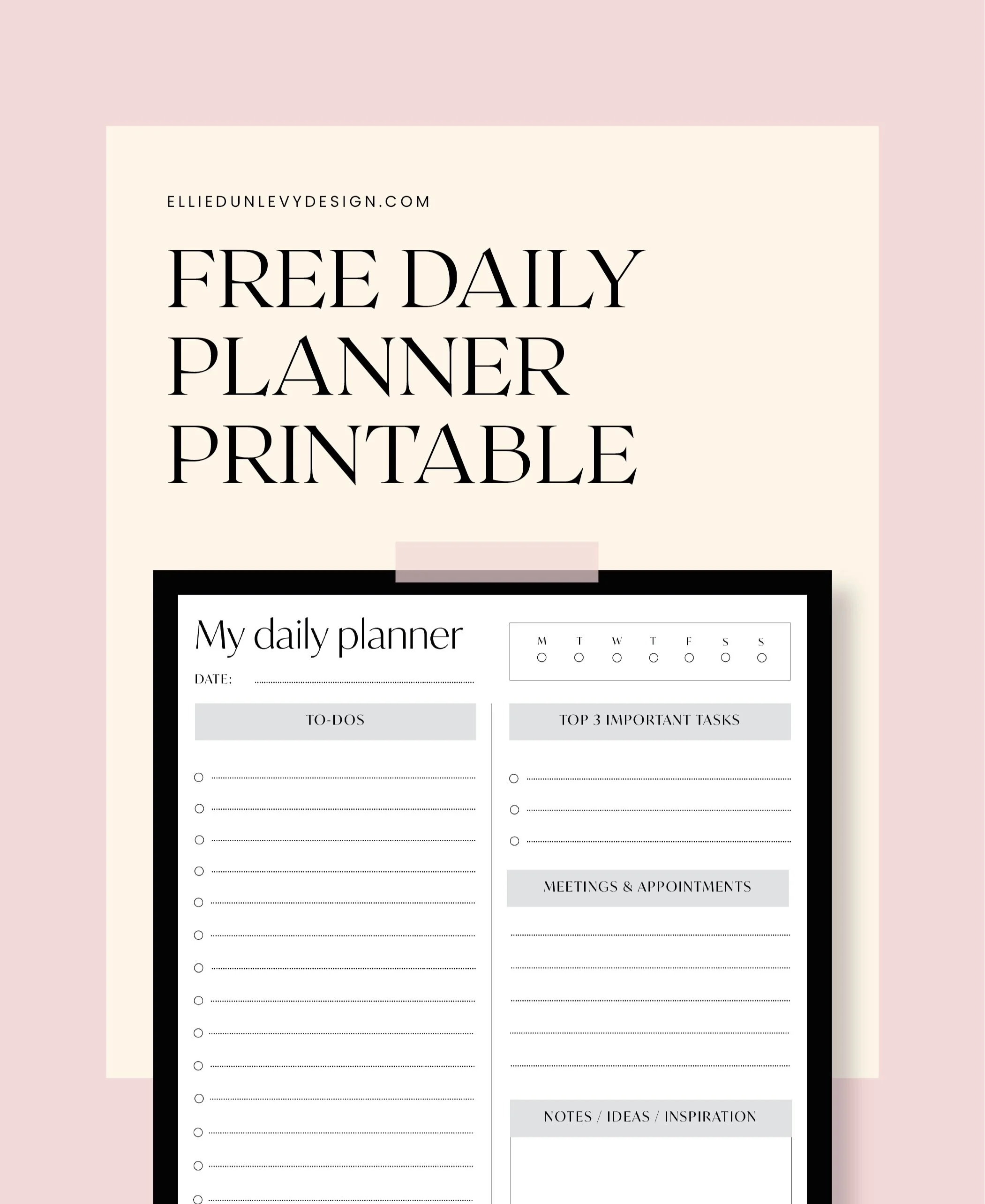 Free Daily Planner Printable — Ellie Dunlevy Design