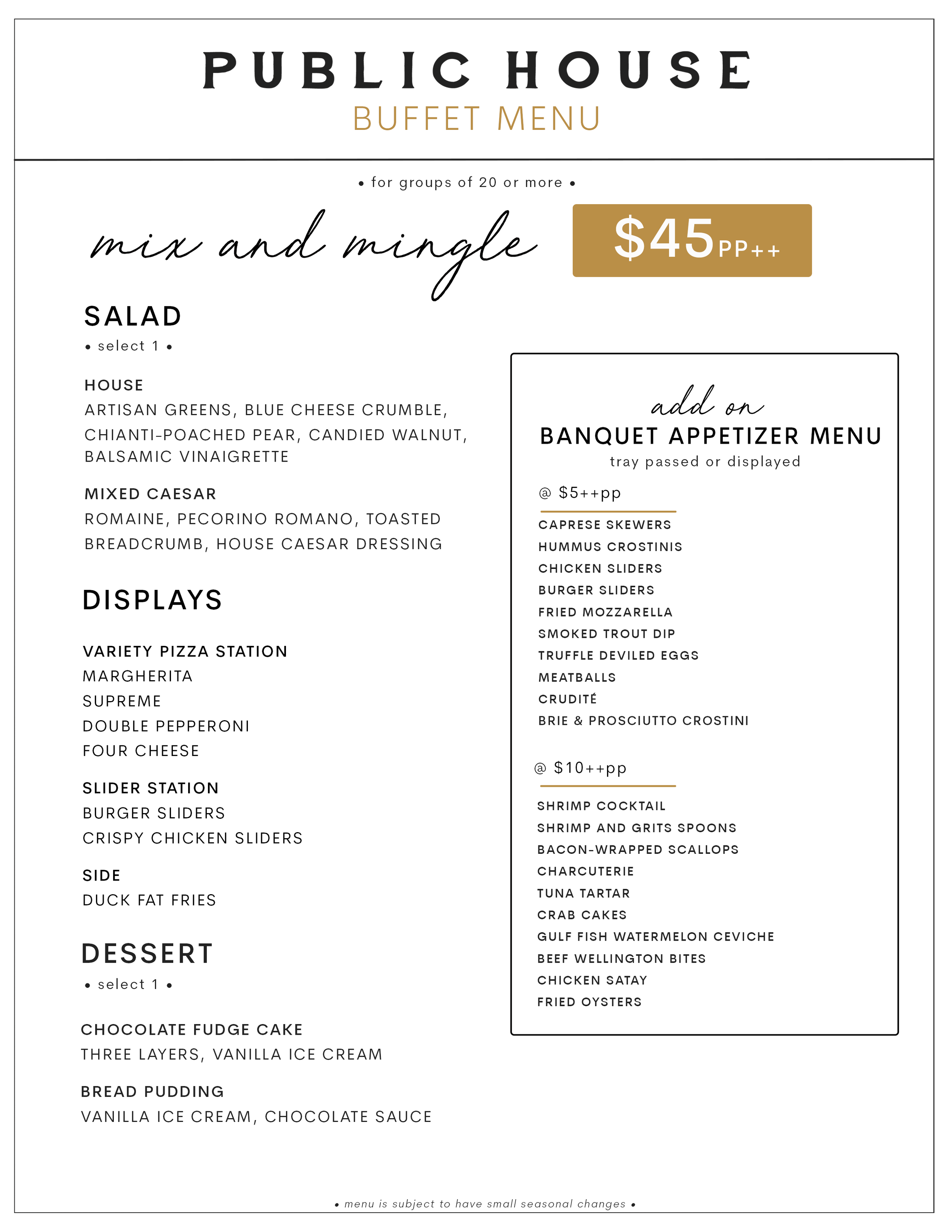 Buffet Options — Coal Town Public House