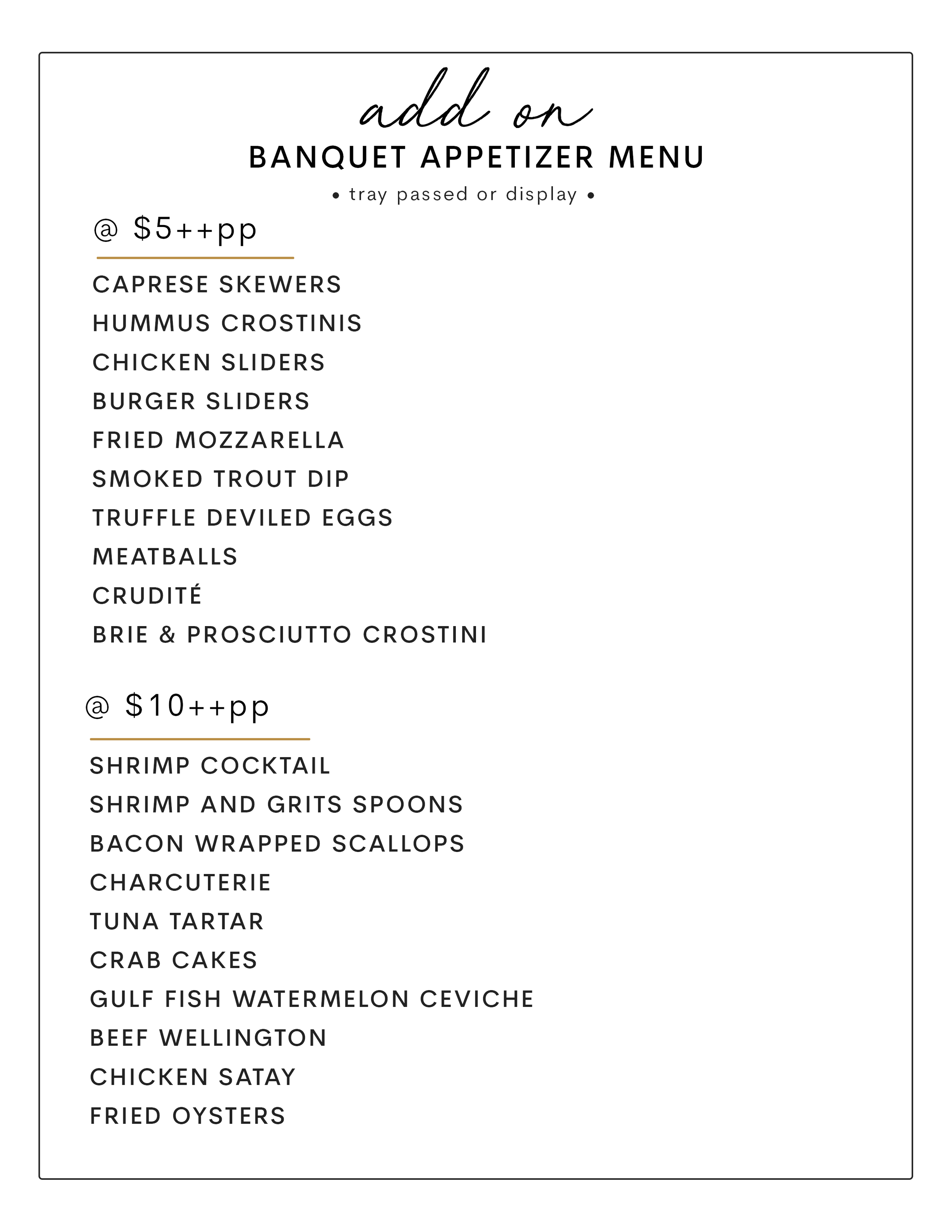 Pre-Fixe Options — Coal Town Public House