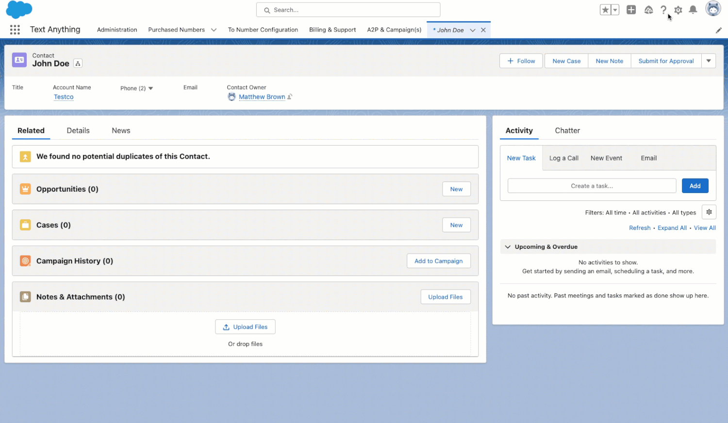 Chat Panel — Text Anything for Salesforce