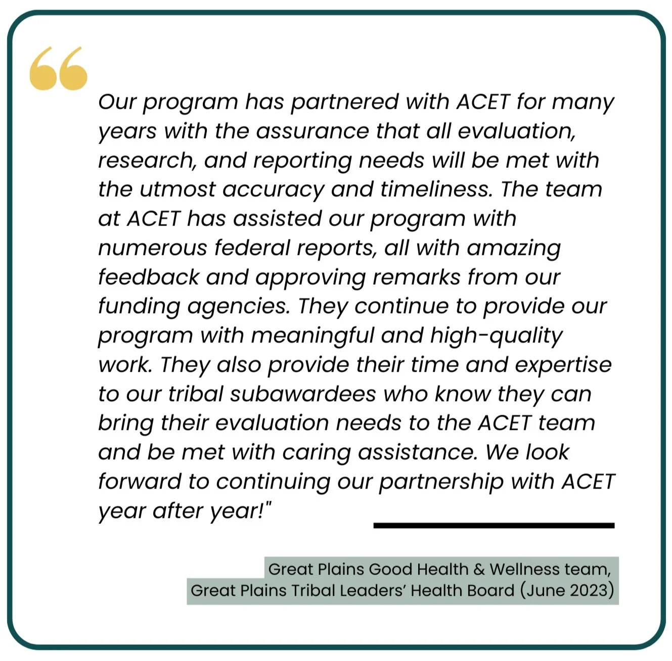 ACET, Inc. | Evaluation | United States